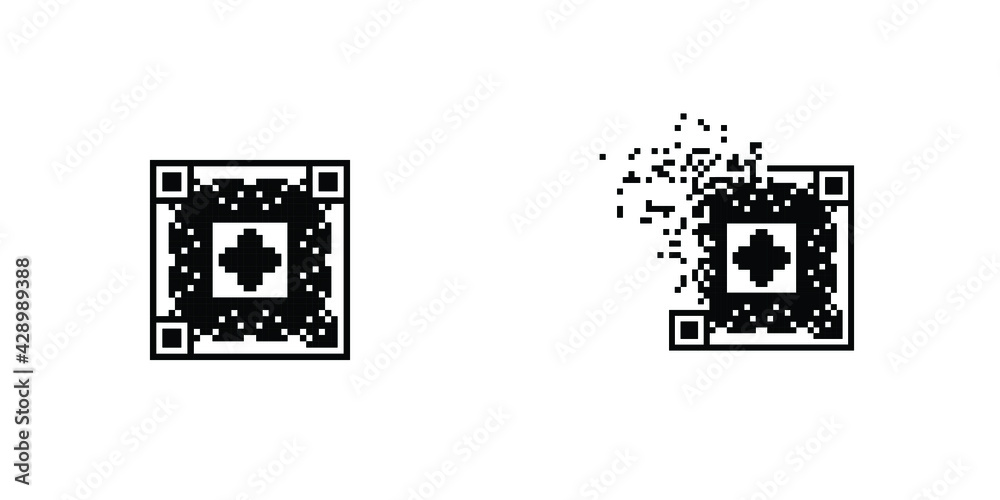 Ornamental Qr code tile with disintegration effect, illustration for ...