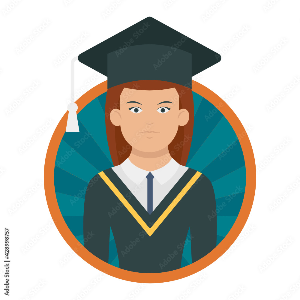 bachelor student Concept, Undergraduate Vector Round Icon Design ...