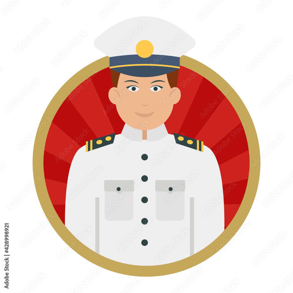 Navy Officer Concept, trained military leaders Vector Round Icon Design ...