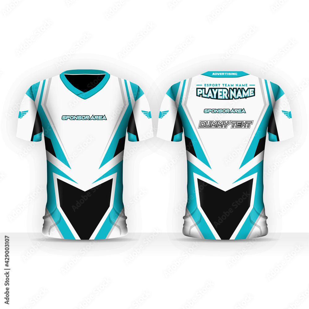 Modern Gaming Jersey Design Template, front and back view. Stock Vector ...