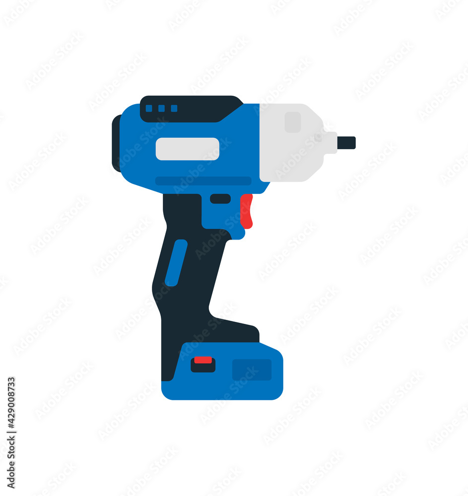 Electric impact wrench, cordless impact side view. Power tools for home ...