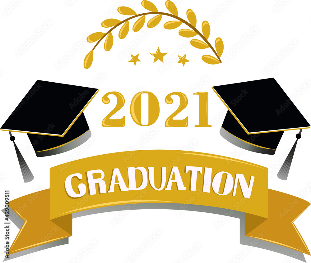 Congratulations graduates banner with cap and golden design elements ...