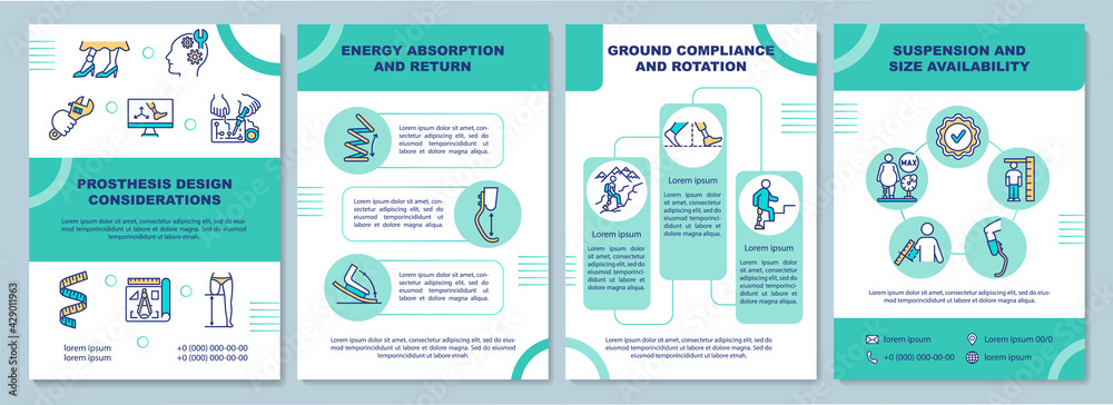 Prosthesis design considerations brochure template. Energy usage. Flyer ...