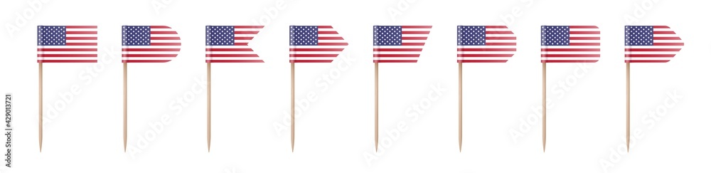 USA toothpick flags isolated on a white background. Decoration for ...