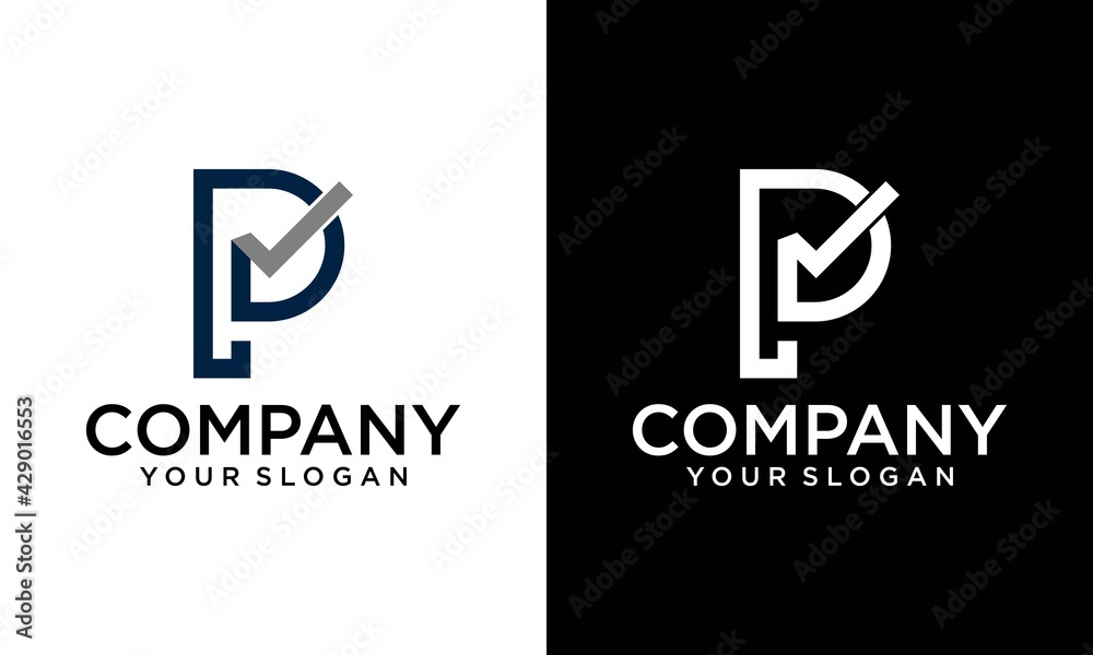 Letter P with tick/check mark logo icon design template elements Stock ...