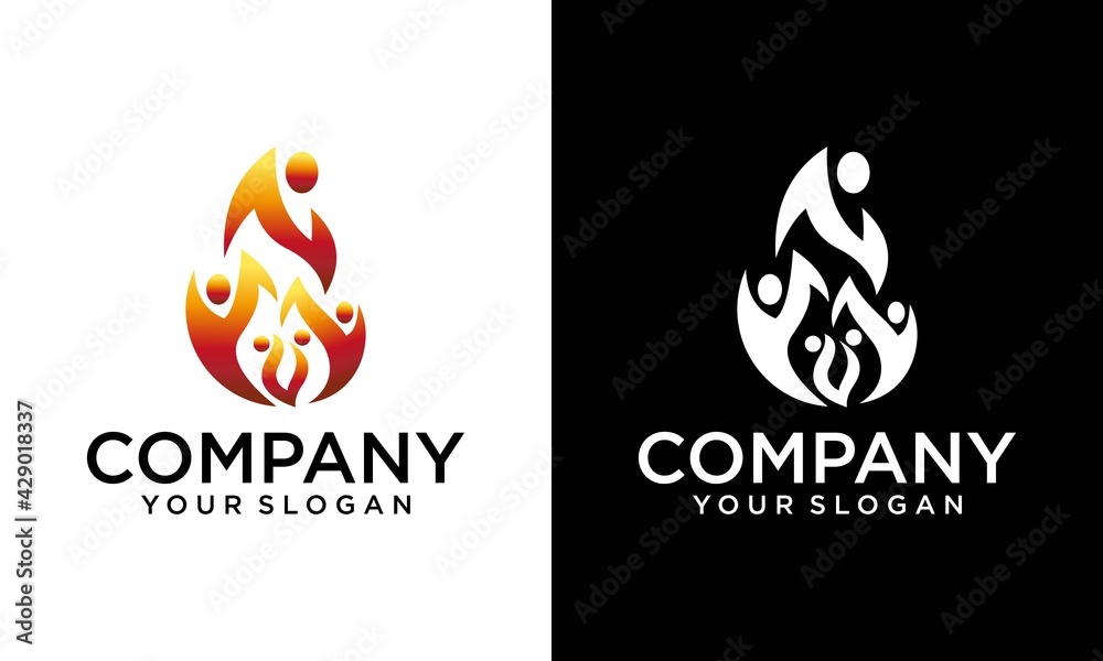 People logo with fire design illustration, family logo, health care ...