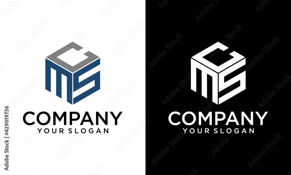 CMS , MCS unique monogram style logo design with blue and grey. Stock ...