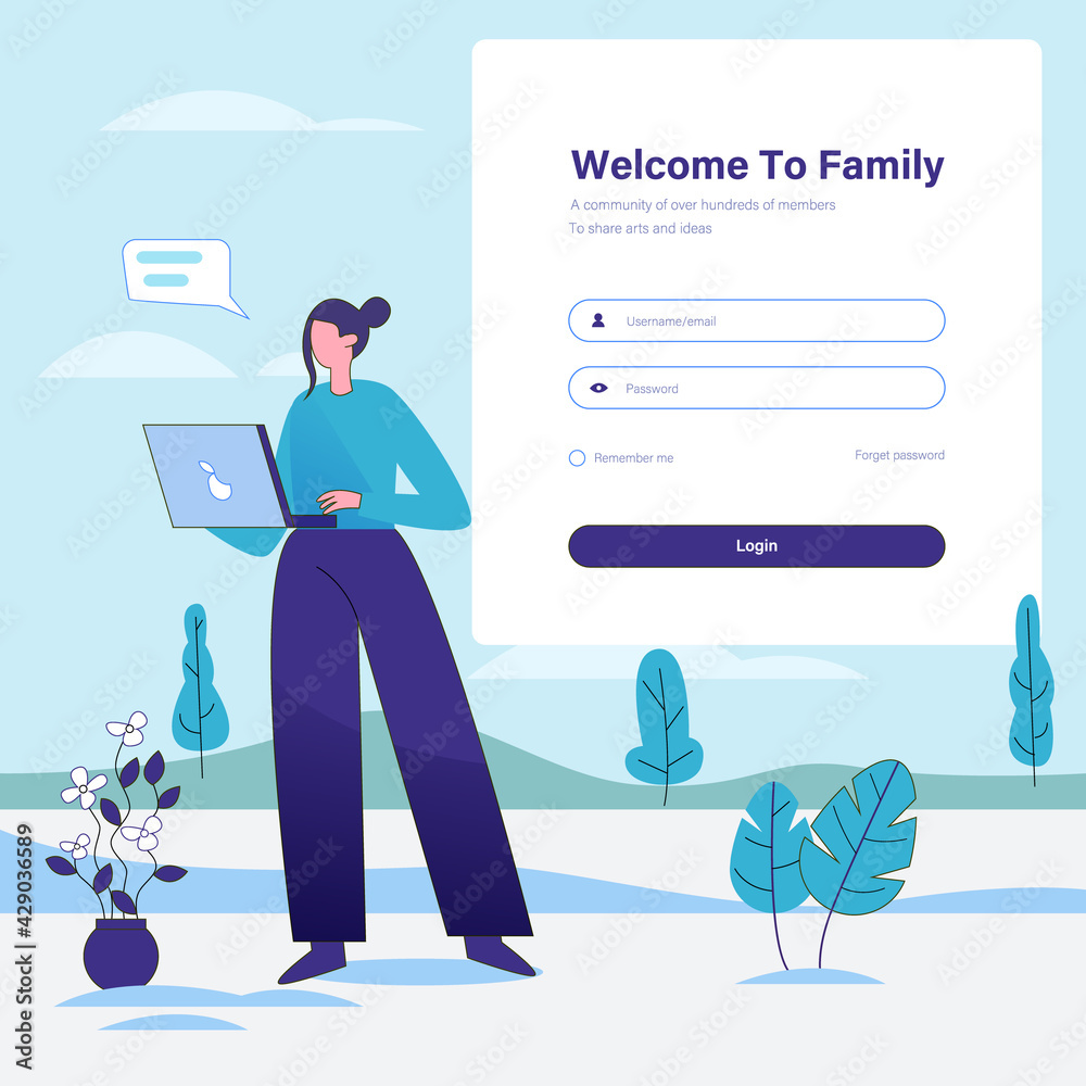 Login UI UX page design concept and illustration, Website Login UI UX page design, Landing page ...