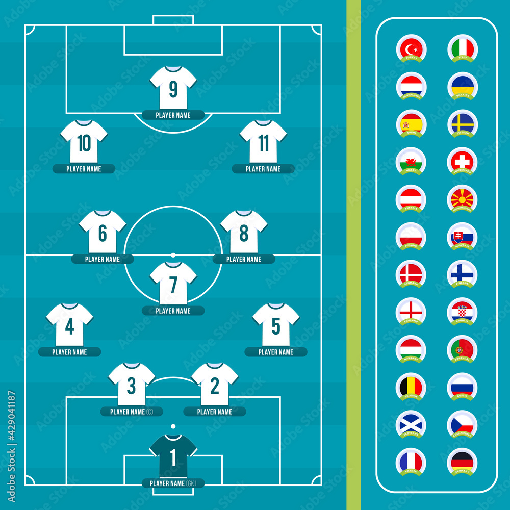 football 2020 team formation. league tournament broadcast graphic ...