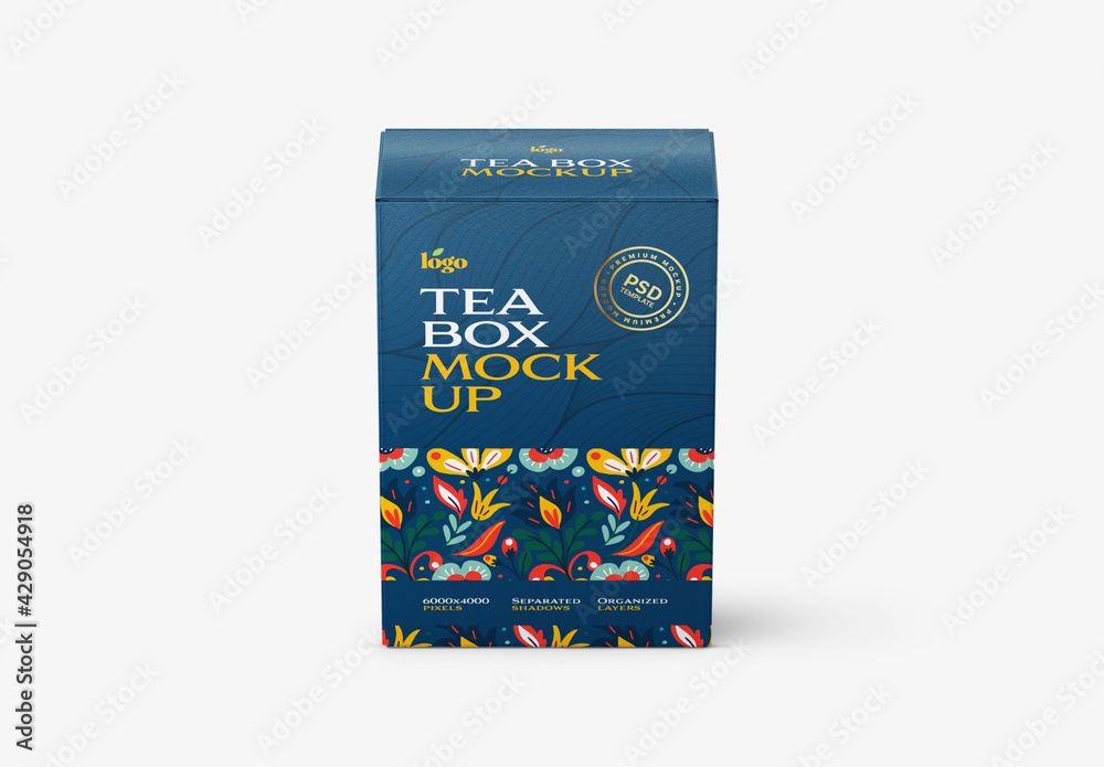 Tea Box Packaging Mockup Stock Template | Adobe Stock