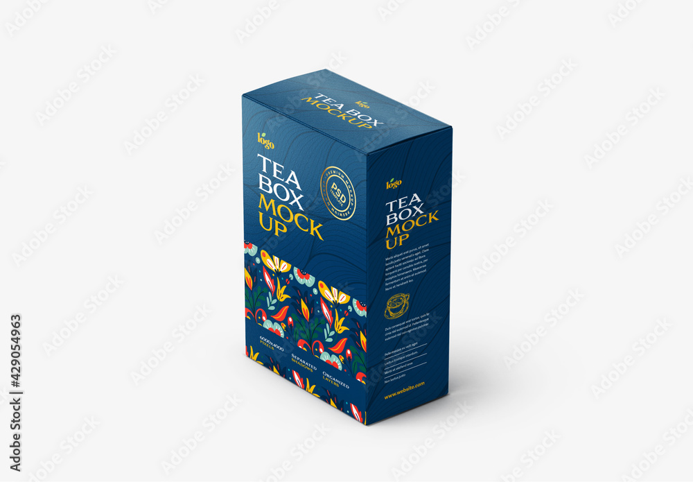 Tea Box Packaging Mockup Stock Template | Adobe Stock
