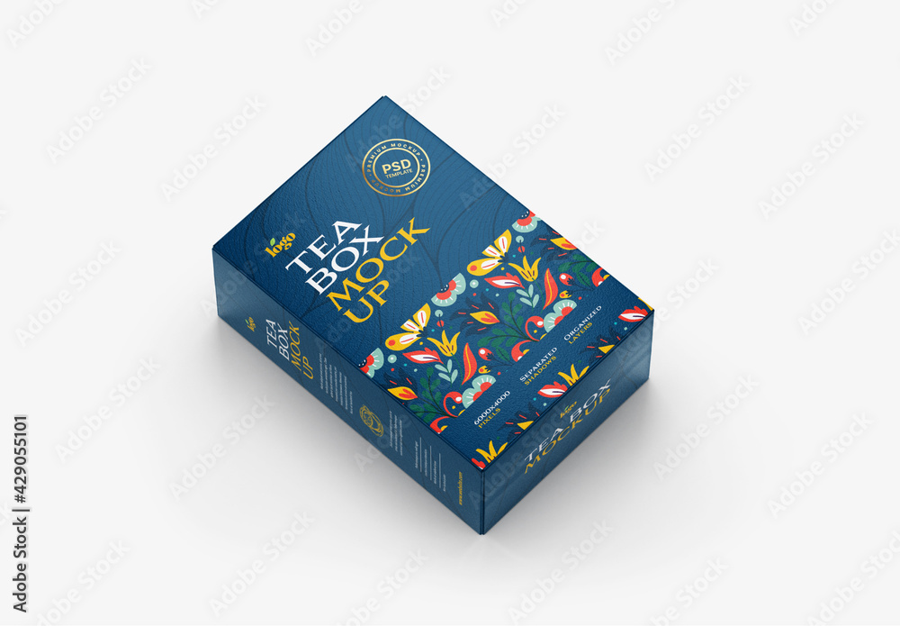 Tea Box Packaging Mockup Stock Template | Adobe Stock
