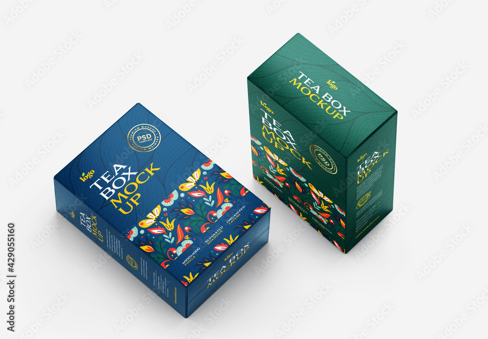 Tea Box Packaging Mockup Stock Template | Adobe Stock