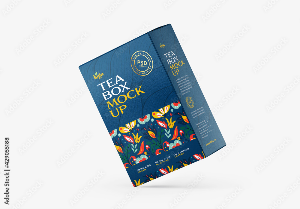 Tea Box Packaging Mockup Stock Template | Adobe Stock
