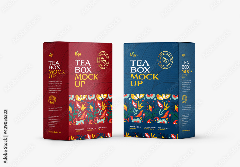 Tea Box Packaging Mockup Stock Template | Adobe Stock