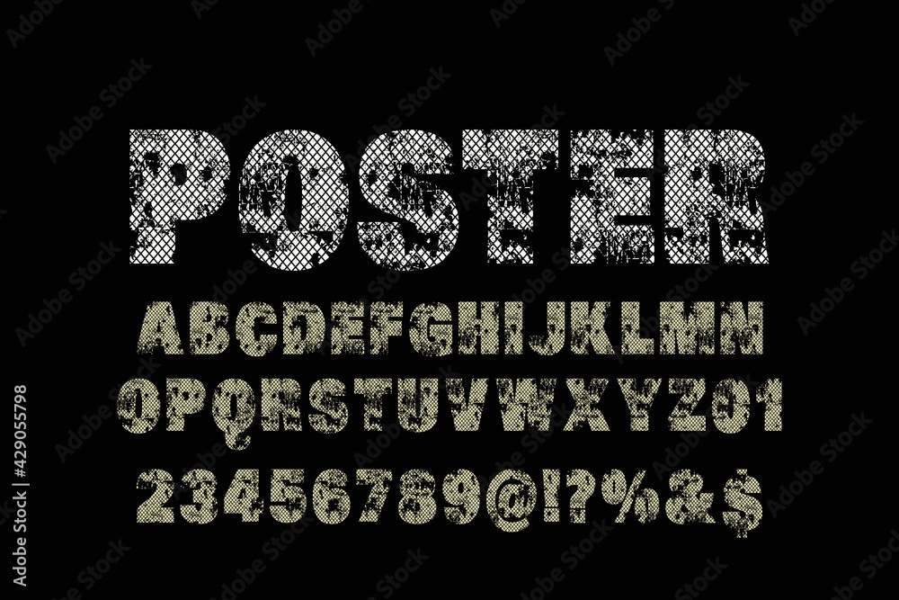 alphabet vintage font, typeface design, red background Stock Vector ...