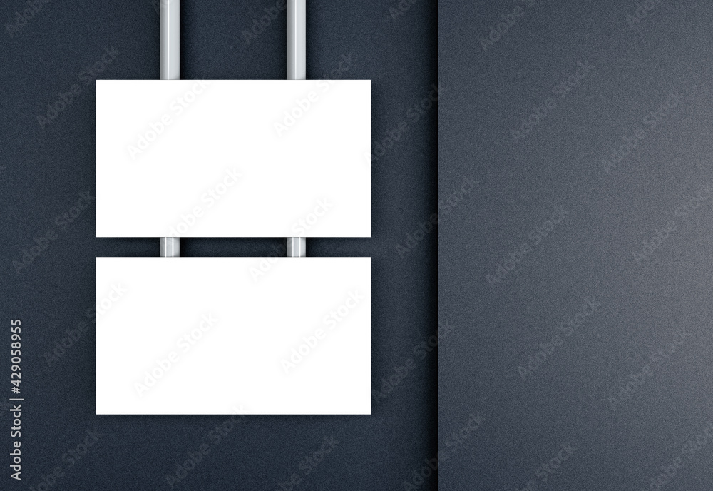Business cards on a black background in space 3d template for design ...