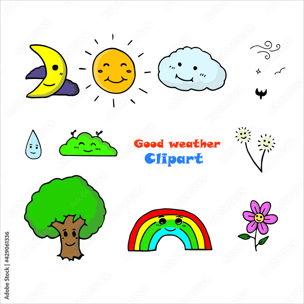 good weather character clipart illustration vector, cartoon design for ...