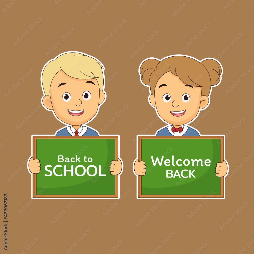 Cartoon Children Back To School Background Stock Vector Adobe Stock