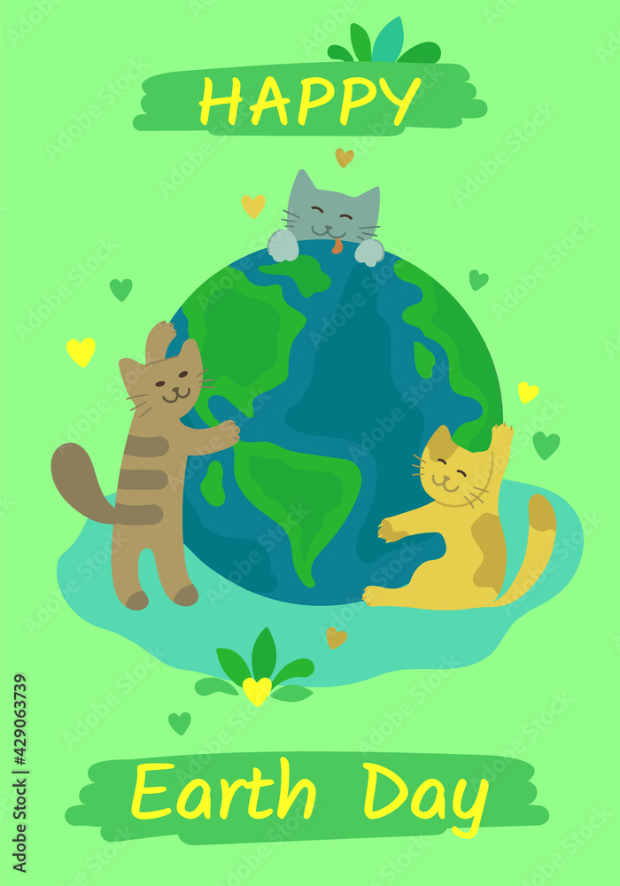 Happy Earth day vector banner for environment safety celebration. Cute ...