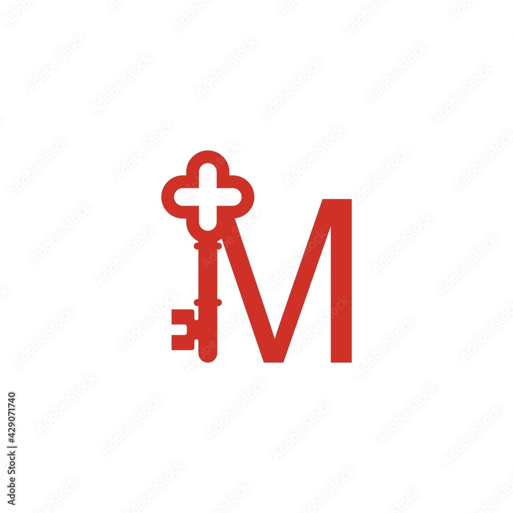 Letter M logo icon with key icon design symbol template Stock Vector ...