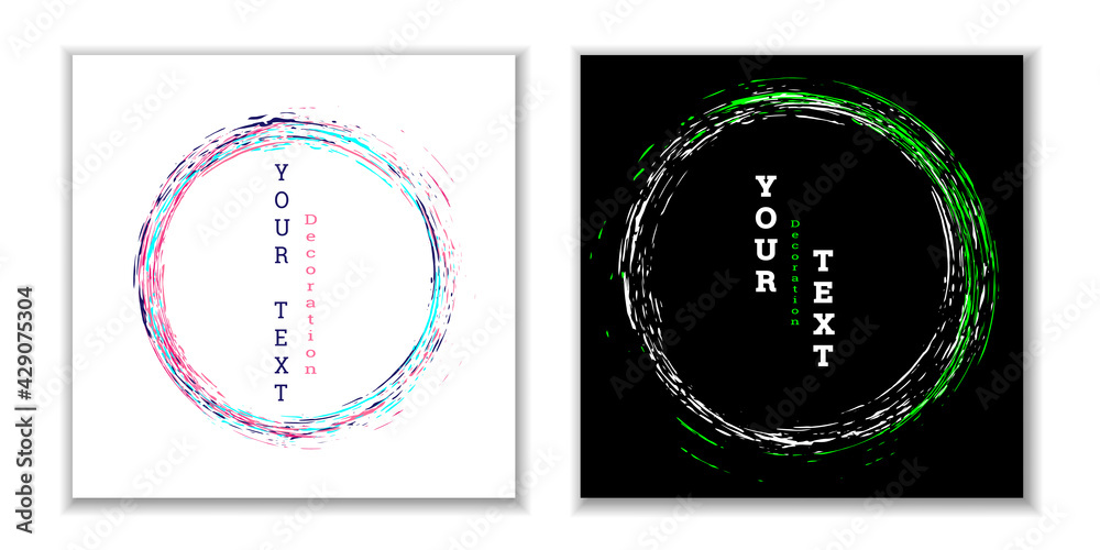 Zen ink circle emblem. Set. Paint strokes. Multi-colored strokes ...