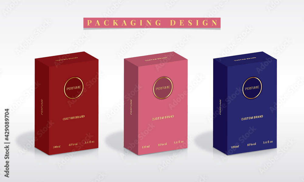 Luxury Perfume Packaging Box Design, 3d Box die line, Box Mockup labels ...