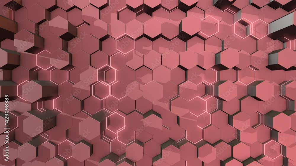 Video „Abstract Hexagon Geometric Surface Loop, light bright clean minimal hexagonal grid ...