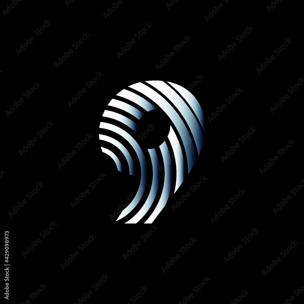 number nine (9) metal texture on black background, editable vector ...