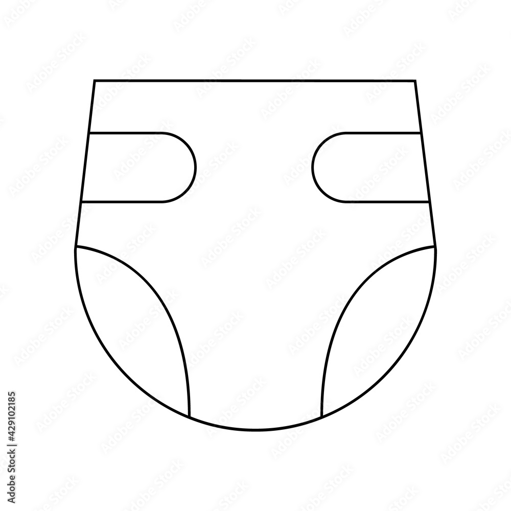 Disposable diaper icon. Baby or adult nappy pictogram isolated on white ...