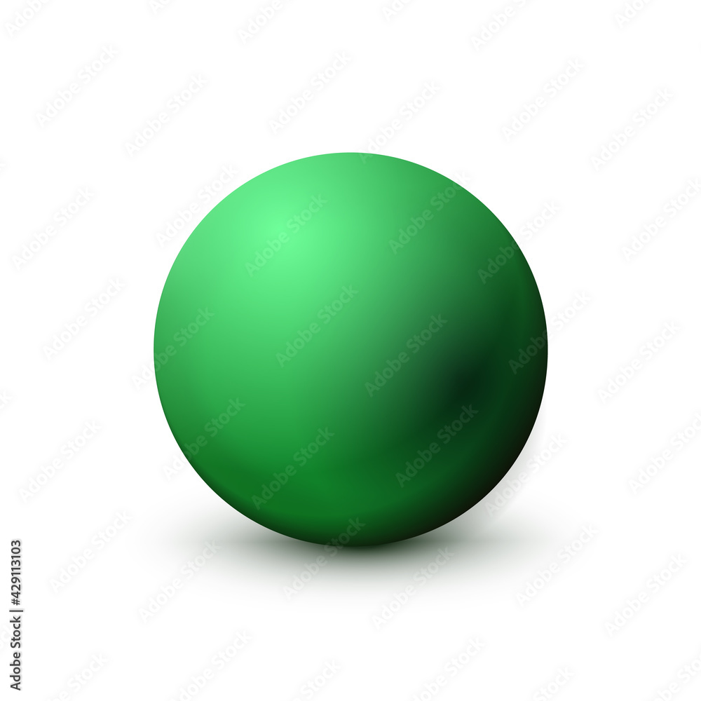 Green sphere, ball fashionable classic verdant color. Matt mock up of ...