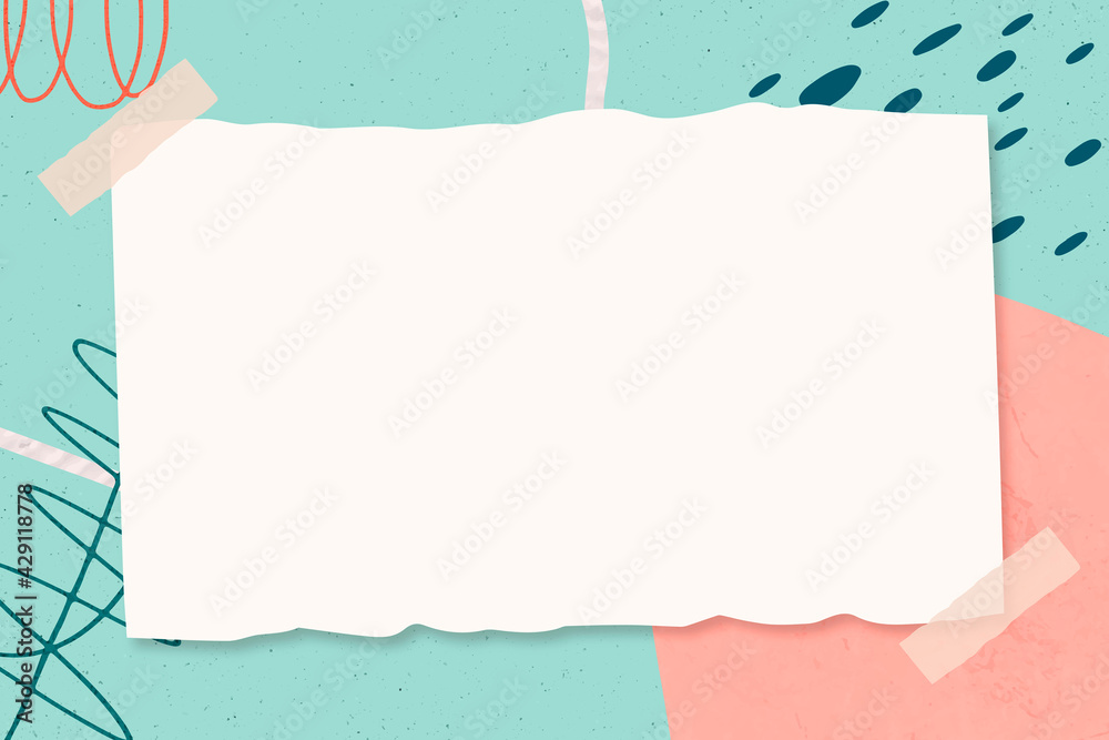 Paper note frame with Memphis pattern background Stock Illustration ...