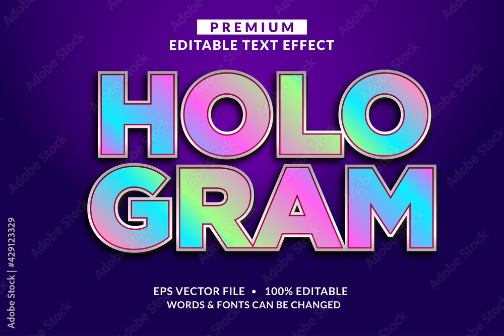 Hologram Modern Editable Text Effect Font style Stock Vector | Adobe Stock