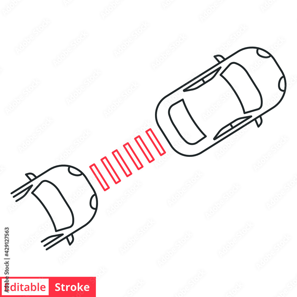 Adaptive cruise control system line icon. Simple outline style. Car ...