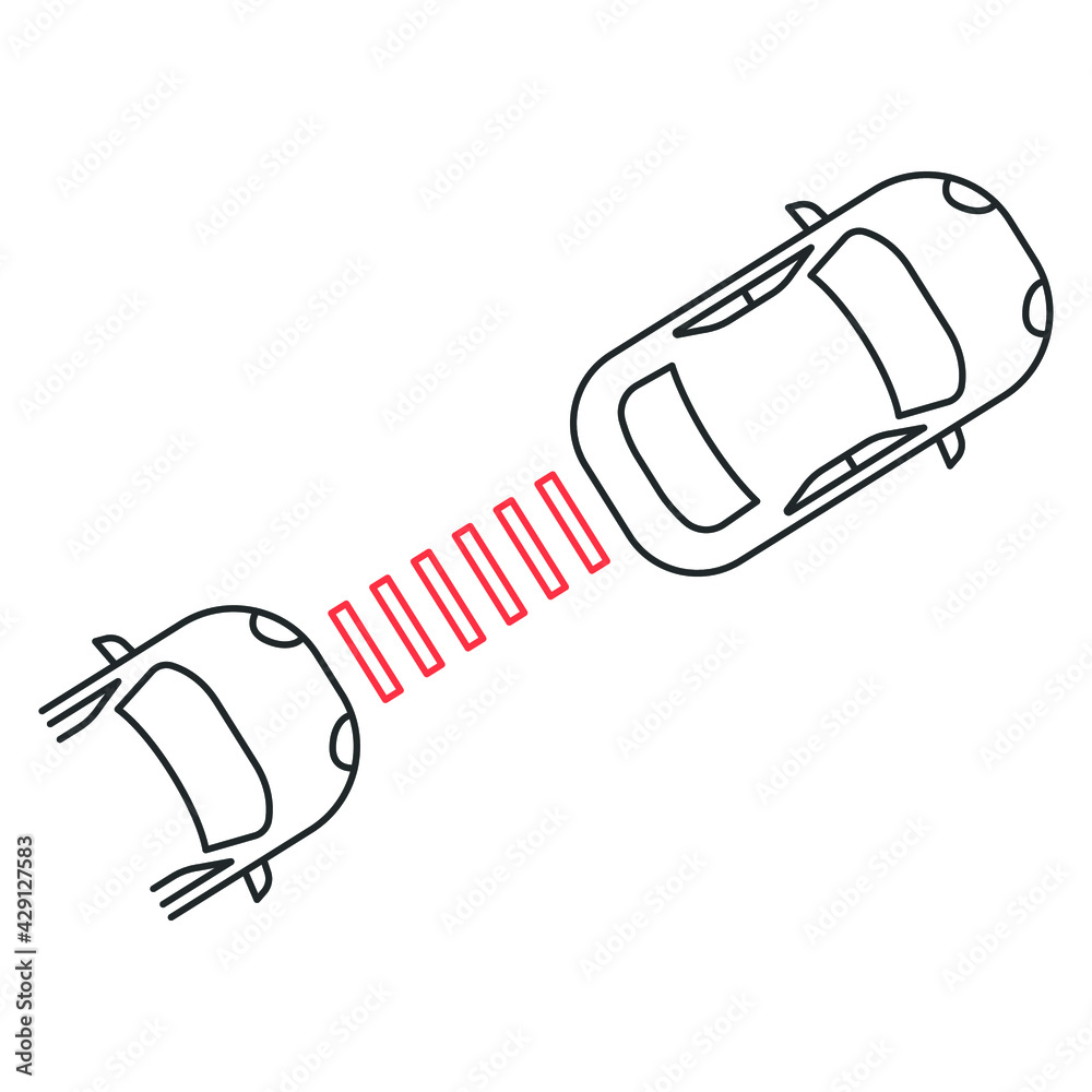 Adaptive cruise control system line icon. Simple outline style. Car ...