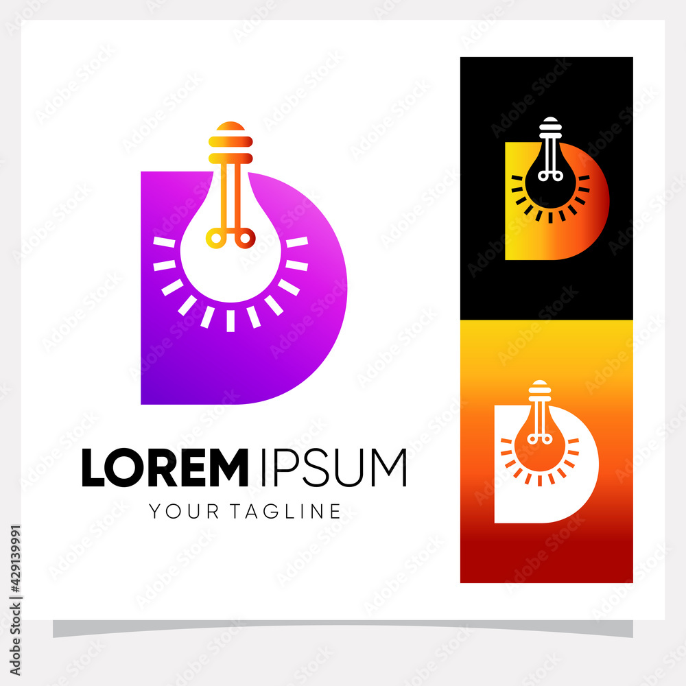 Initial Letter D Smart Light Bulb Logo Design Vector Graphic Stock ...