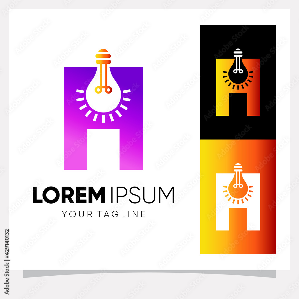 Initial Letter H Smart Light Bulb Logo Design Vector Graphic Stock ...