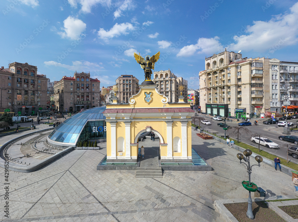 Statue of Saint Michael the Archangel, patron of Kyiv in Independence ...