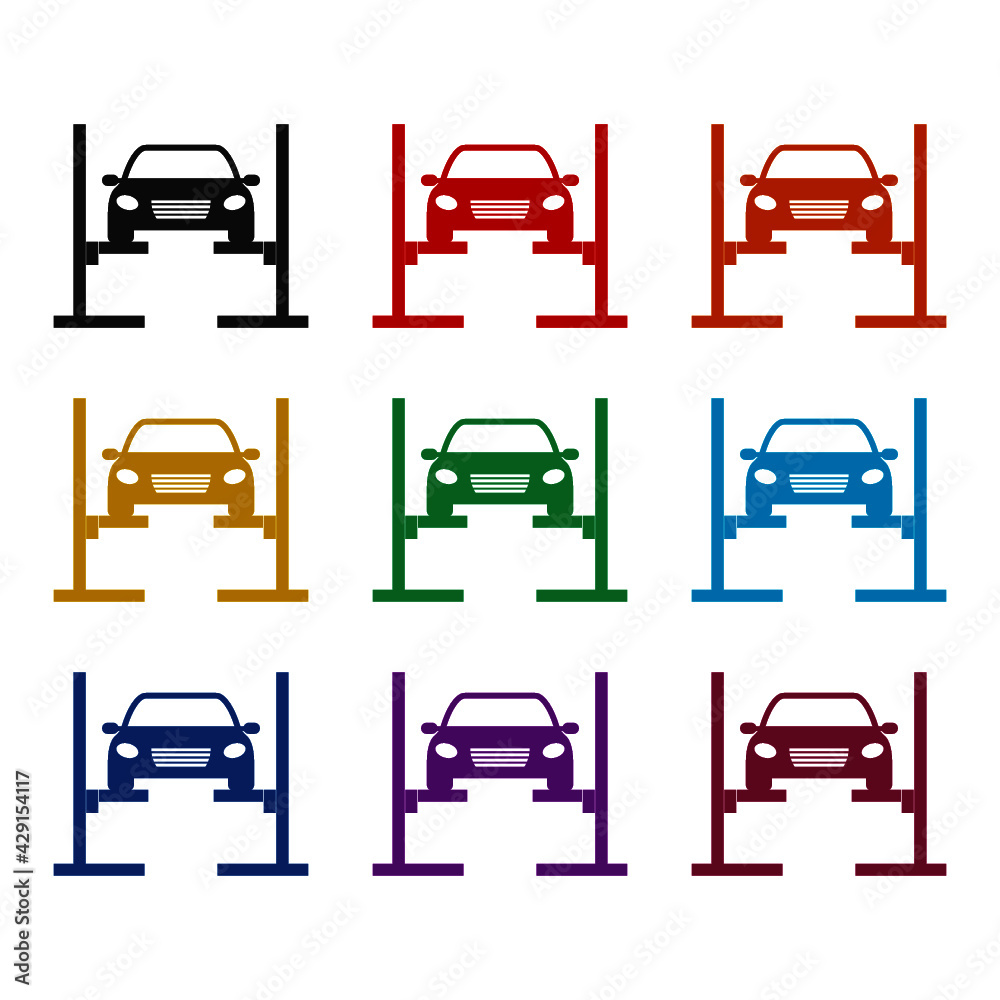 Garage car lift icon for web design isolated on white background color ...