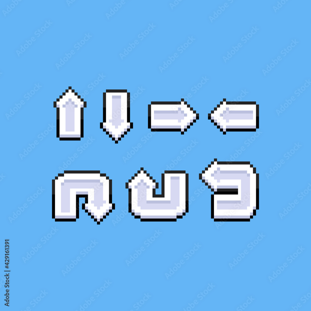 Pixel art set of cartoon arrow icons Stock Vector | Adobe Stock