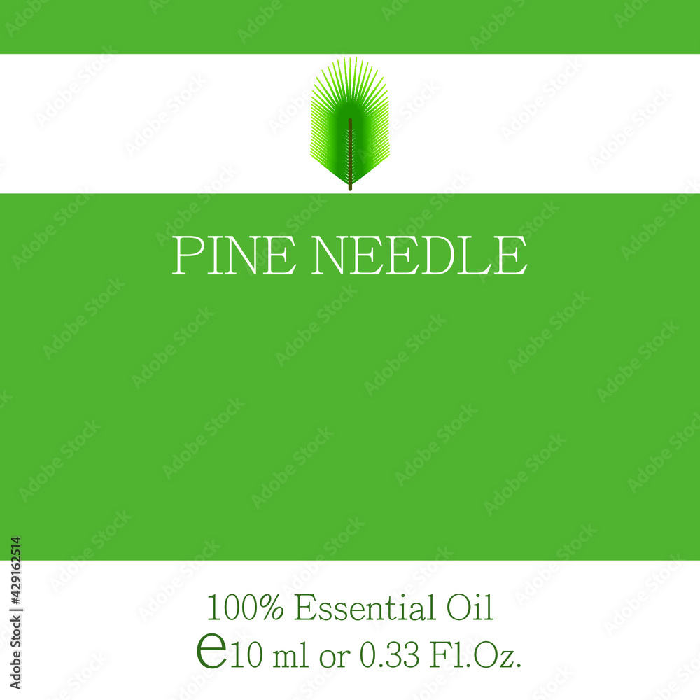 Pine needle. Essential oil label design. Cosmetics packaging template ...