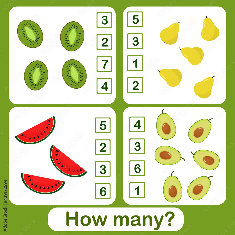 Educational counting math game for preschool children on the theme of ...
