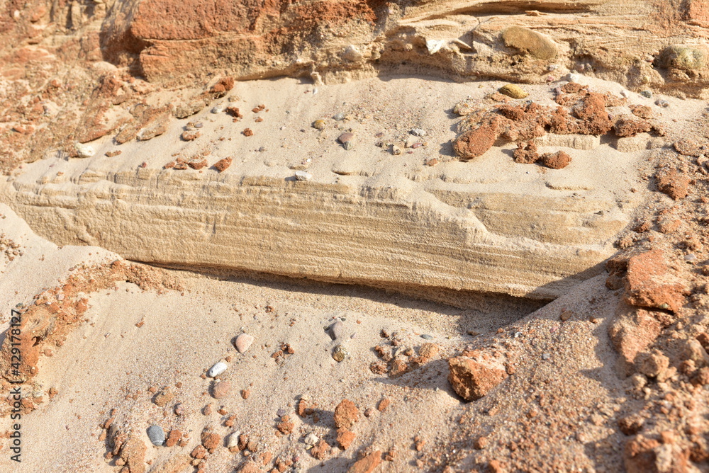 Land structure in open pit mining. Ground background in quarry. Rock ...