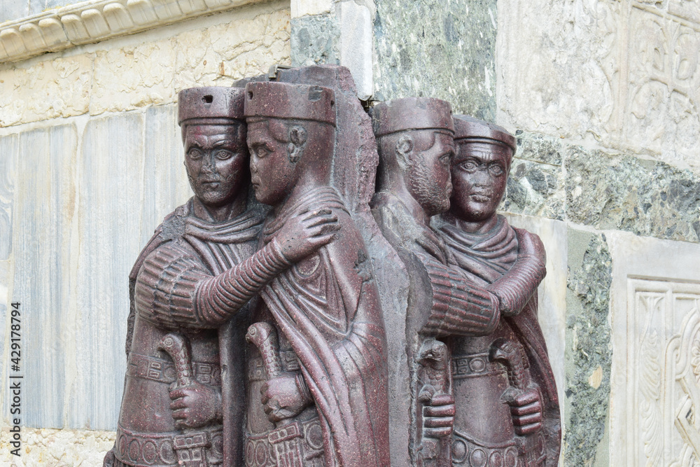 Portrait of the Four Tetrarchs at a corner of the façade of St Mark's ...