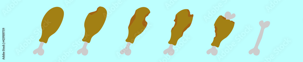 set of chicken leg cartoon icon design template with various models ...