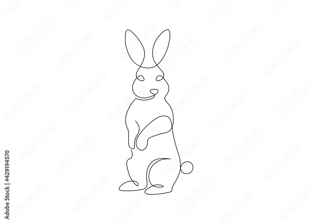 One line drawing of Easter bunny. Simple rabbit icon. Hand drawn bunny ...