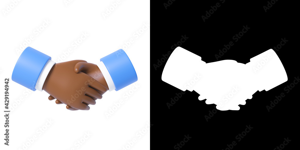 3d hands business handshake emoji on white background. Partnership and ...