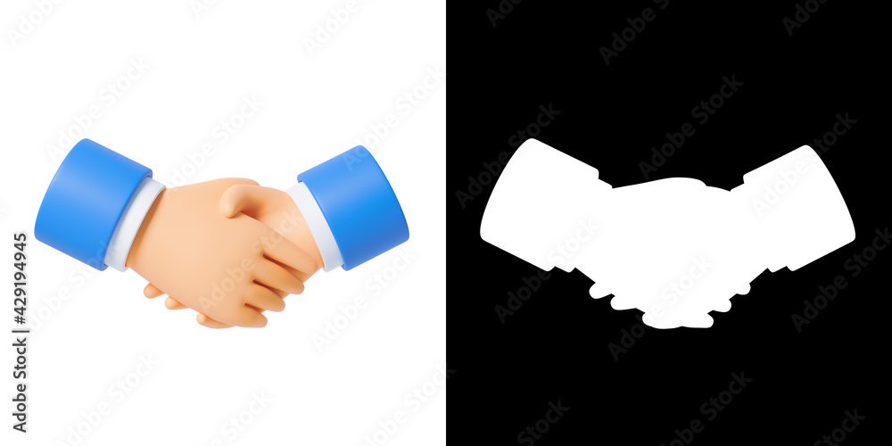 3d hands business handshake emoji on white background. Partnership and ...