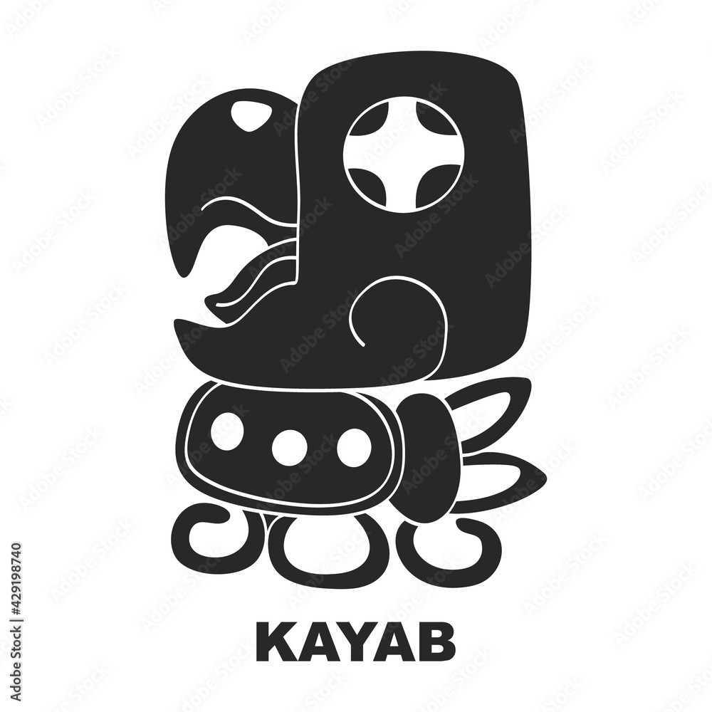 Vector icon with Glyph from Maya Haab calendar. Calendar month symbol Kayab Stock-vektor | Adobe ...