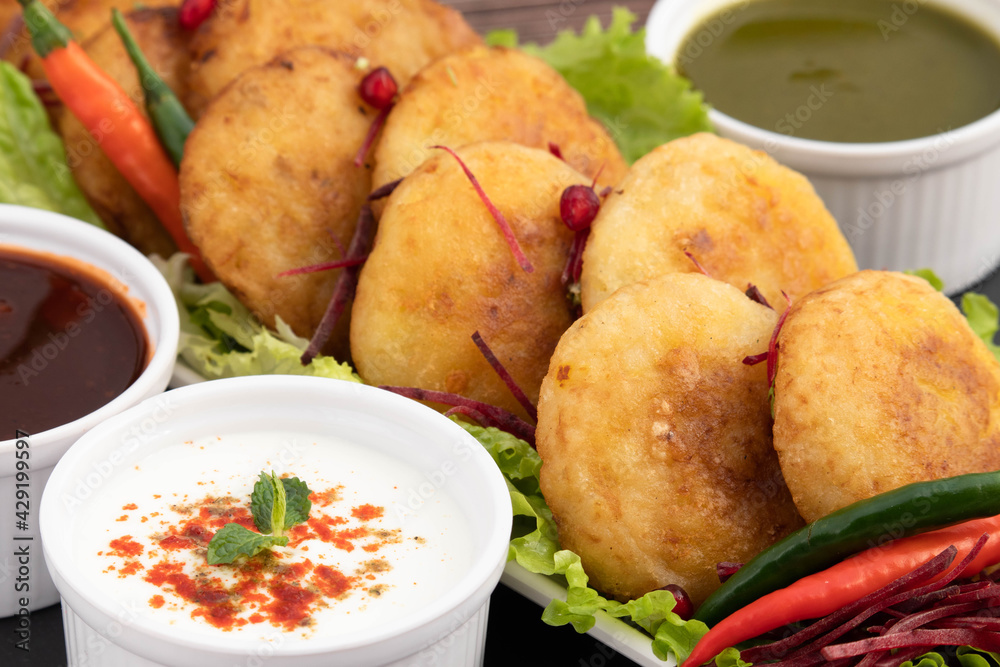 Zdjęcie Stock: Aloo Tikki Also Known As Alu Ki Tikkia Is Seasoned ...